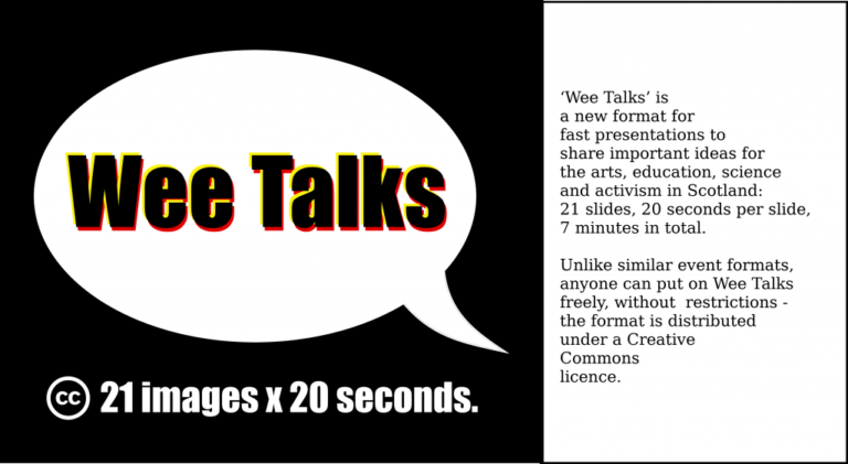 Wee Talks- A Creative Commons format for events - Centre for Human Ecology